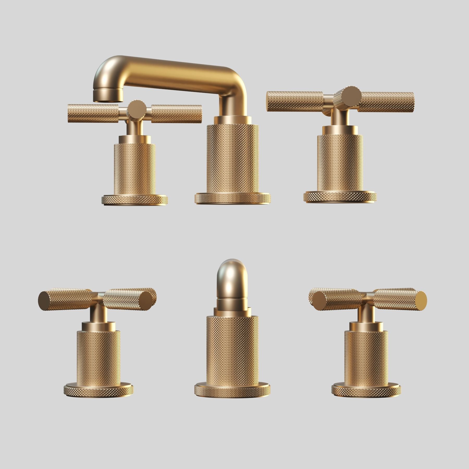 AMBETH KNURLED CROSS-HANDLE LOW-PROFILE WIDESPREAD FAUCET 3D model ...