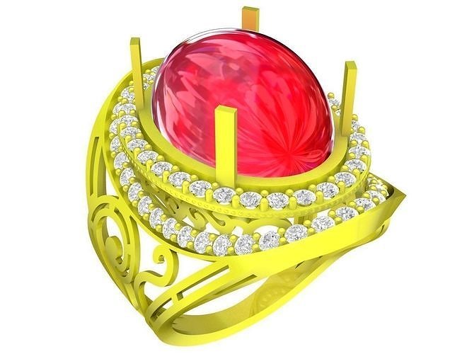 5601 diamond women ring oval ruby ring 3D model 3D printable | CGTrader
