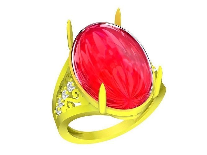 5605 diamond women ring oval ruby women ring 3D model 3D printable ...