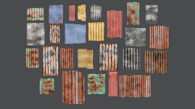 Damaged Corrugated Sheets Pack free 3D model | CGTrader