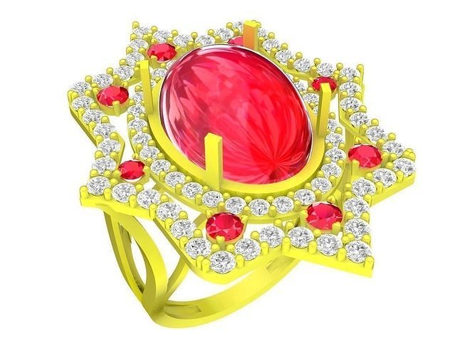 5614 diamond women ring asian oval ruby ring 3D model 3D printable | CGTrader