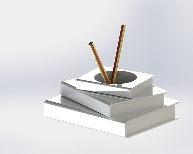 Book Pen Holder - Pen Holder for Bookshelf Decor 3D model 3D printable ...