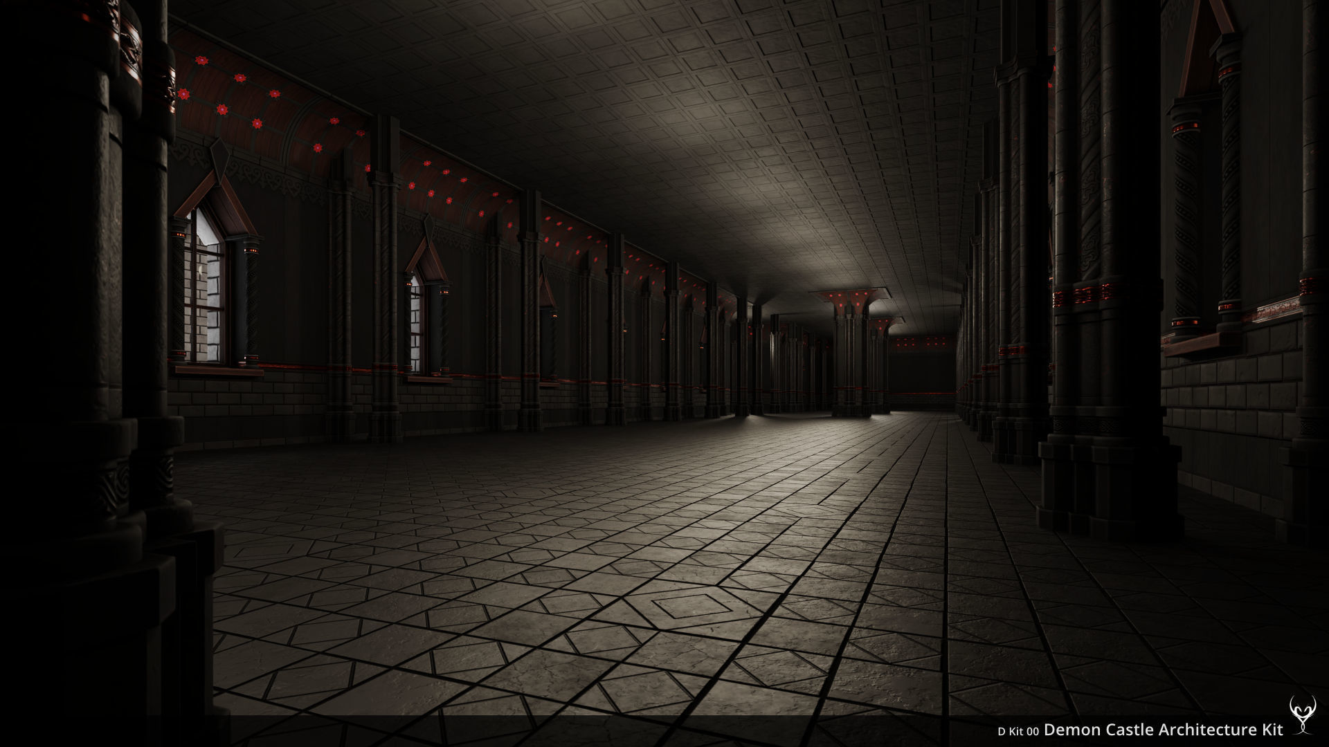 3D model D Kit 00 Demon Castle Architecture Kit - Hall Kit VR / AR ...