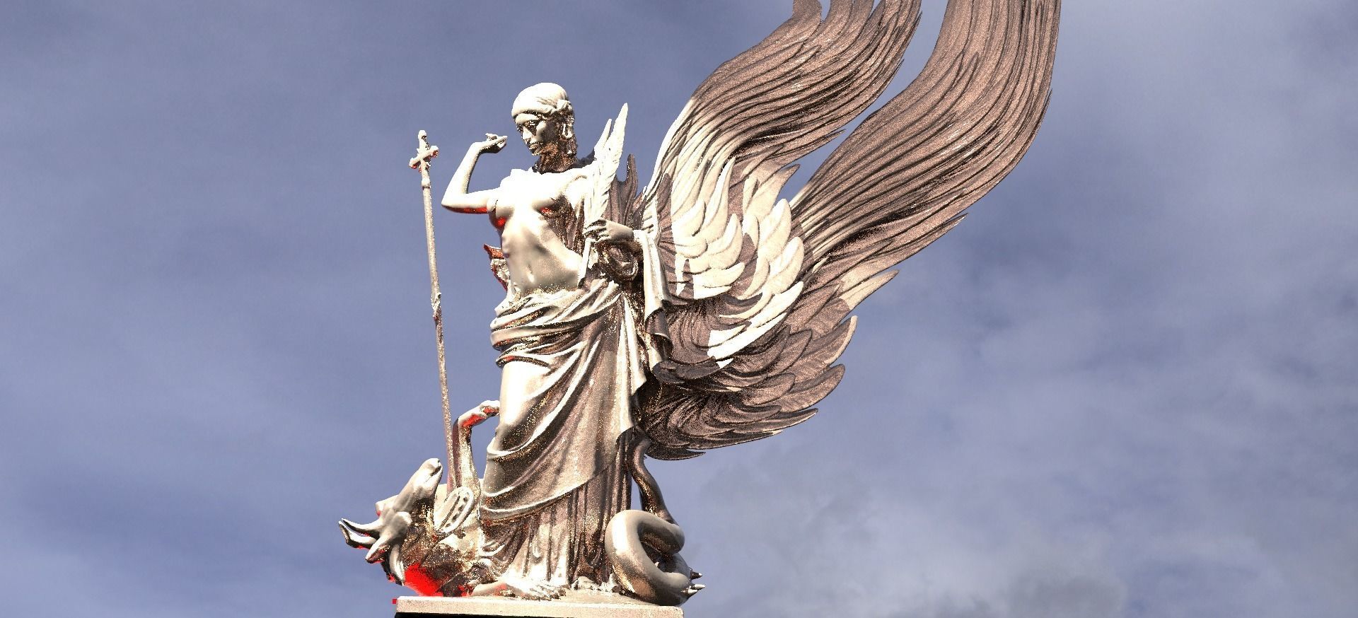 Angel slaying Dragon Sculpture 4 3D model | CGTrader