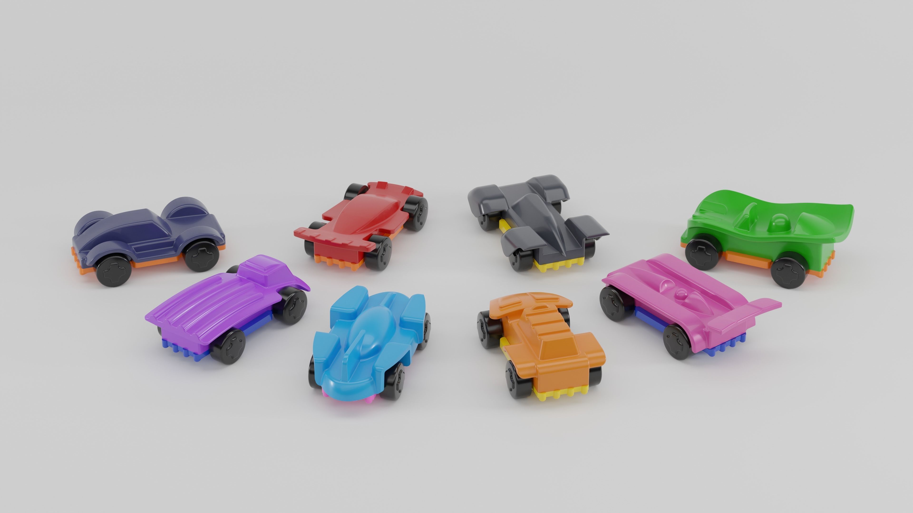 Plastic Toy Cars 3D model rigged | CGTrader