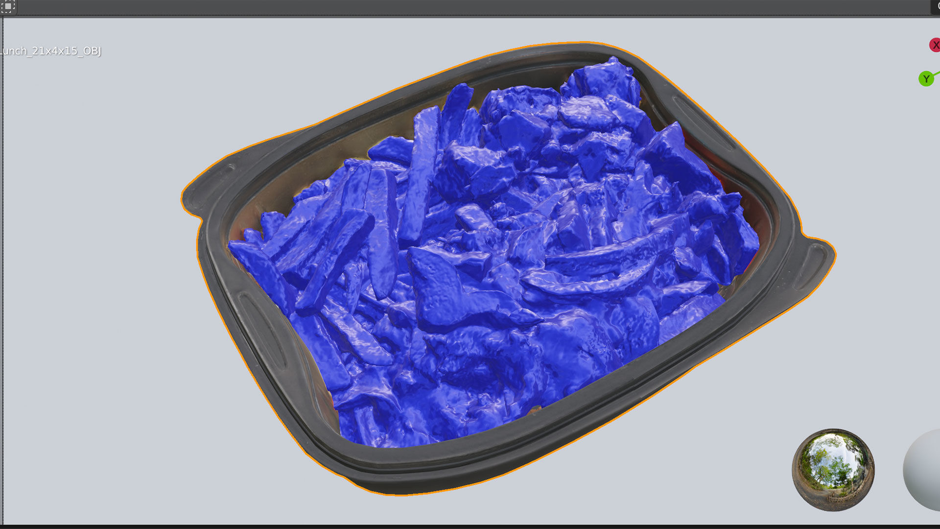 Poke bowl lunch box with fried potatoes chips chicken pepper 3D model ...