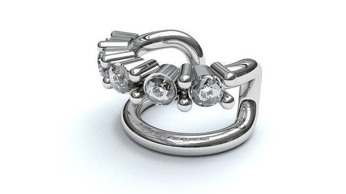 ear cuff with zircons 3D model 3D printable | CGTrader