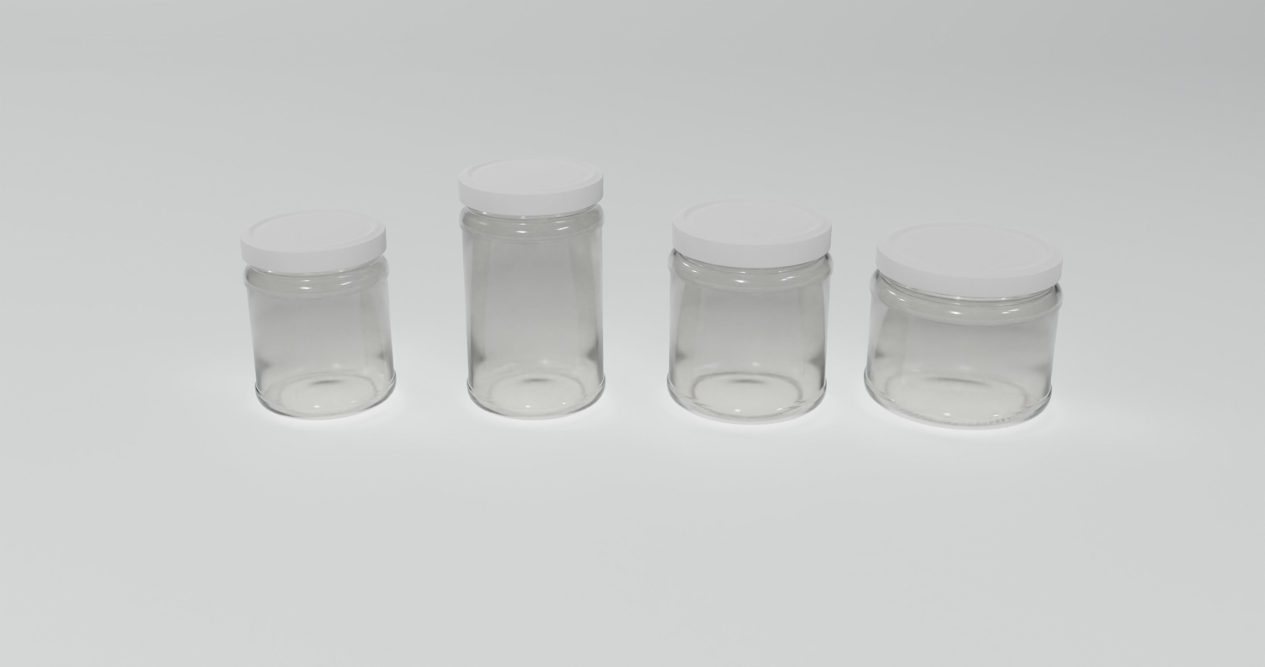 Glass jars 1 to 1 standard ml sizes 3D model | CGTrader