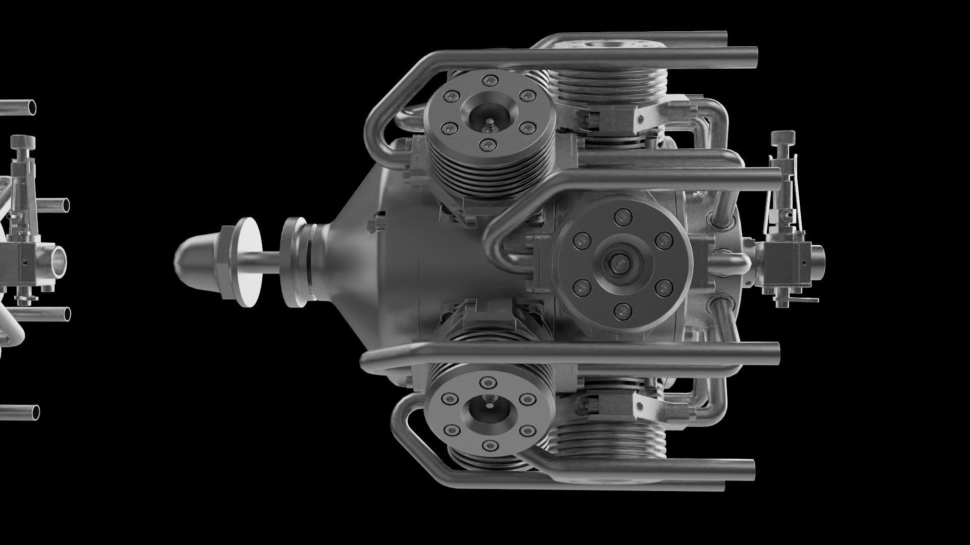 10-cylinder dual-row engine 3D model 3D printable | CGTrader