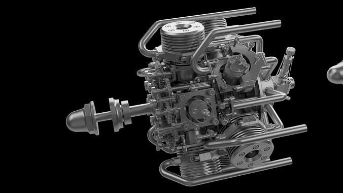 10-cylinder dual-row engine 3D model 3D printable | CGTrader