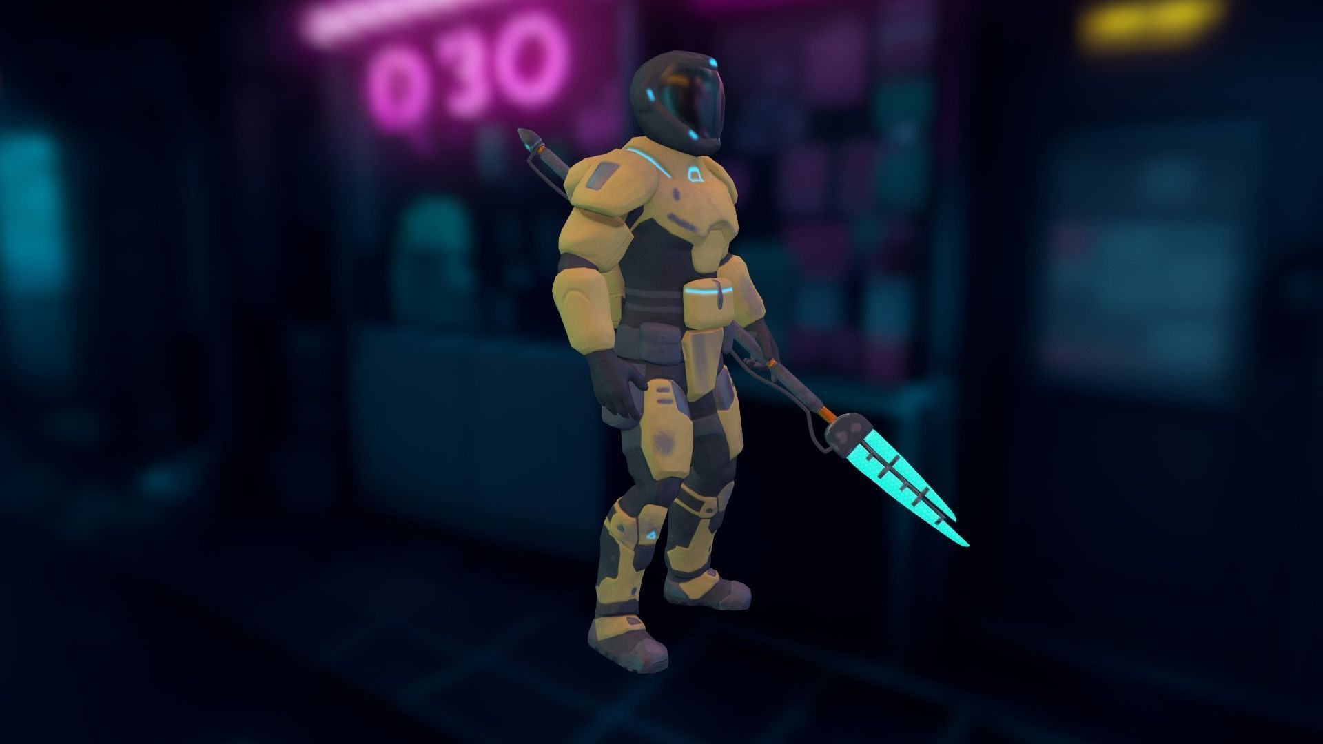 3D model Futuristic soldier Cyborg mercenary Techno Assassin VR / AR ...