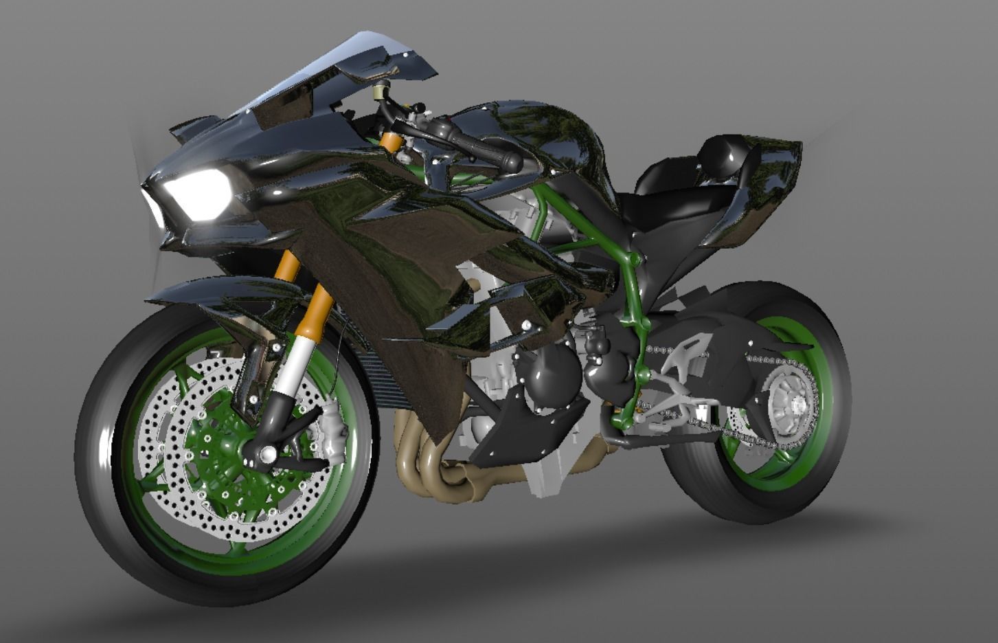 3D model Kawasaki Ninja H2R 3D model Sporst Bikes Games VR / AR / low ...
