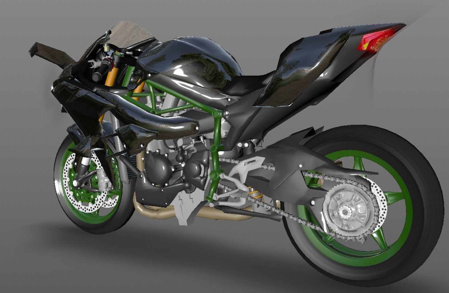 3D model Kawasaki Ninja H2R 3D model Sporst Bikes Games VR / AR / low ...