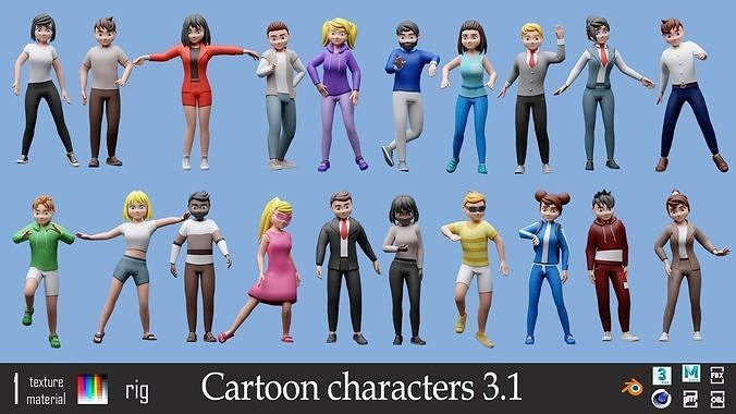 3D model Cartoon characters 3 01 VR / AR / low-poly | CGTrader