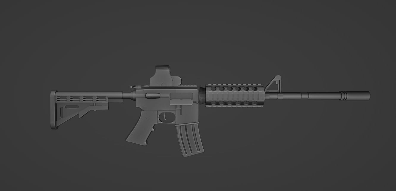 Detailed M4 Carbine Assault Rifle With Holographic Sight 3D model ...