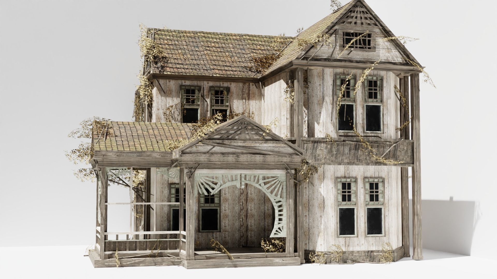 3D model Abandoned old house - realistic low poly VR / AR / low-poly ...