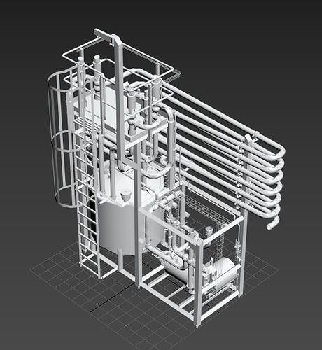 Industrial machine - with tank - pipes and pumps 3D model | CGTrader