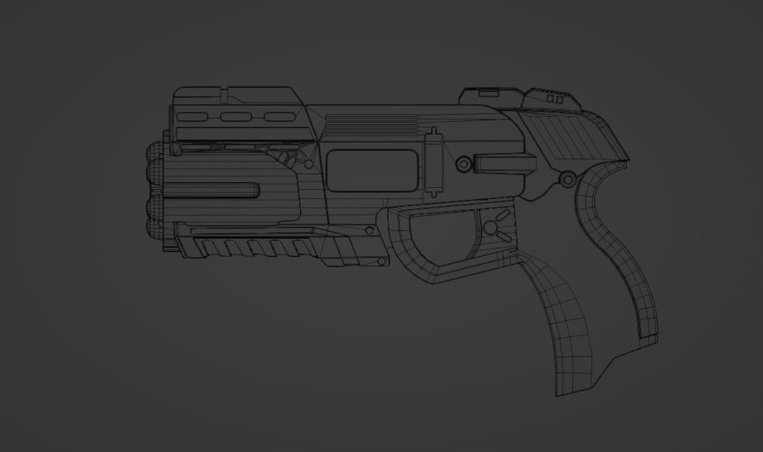 3D model gun six bullets VR / AR / low-poly | CGTrader