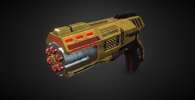 3D model gun six bullets VR / AR / low-poly | CGTrader