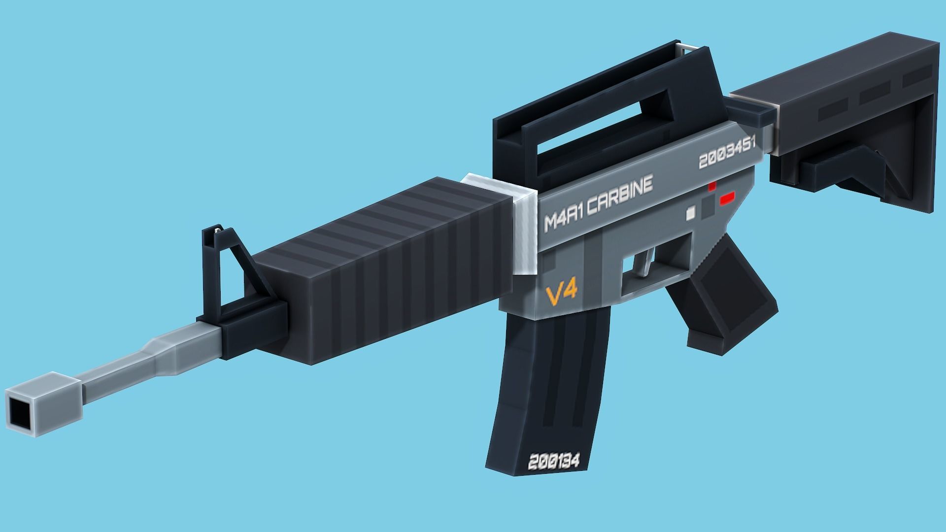 3D model Blocky Stylized M4A1 Assault Rifle - Low Poly Game Ready VR ...