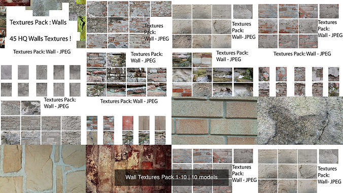 Wall Textures Pack 1-10 3D Model Collection | CGTrader