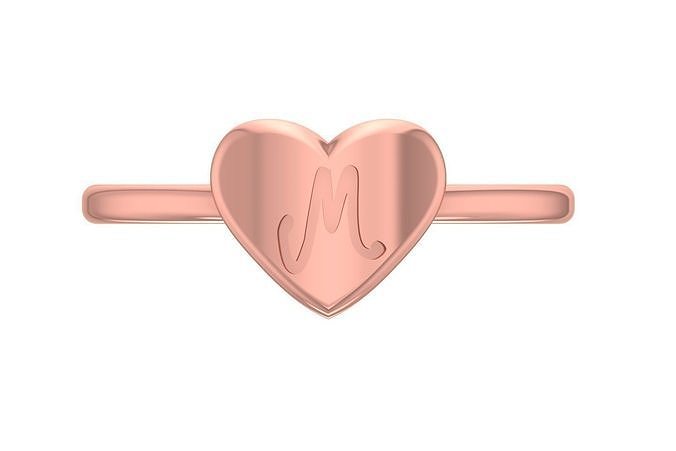 M Alphabet in Heart Ring 3dm STL OBJ FBX Render Details 3D model 3D ...