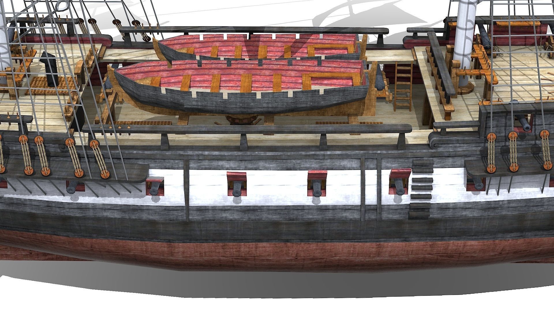 3D model USS Essex 1799 Frigate VR / AR / low-poly | CGTrader