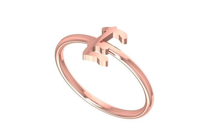 Initial E Alphabet Ring 3dm STL OBJ FBX Render Details 3D model 3D ...