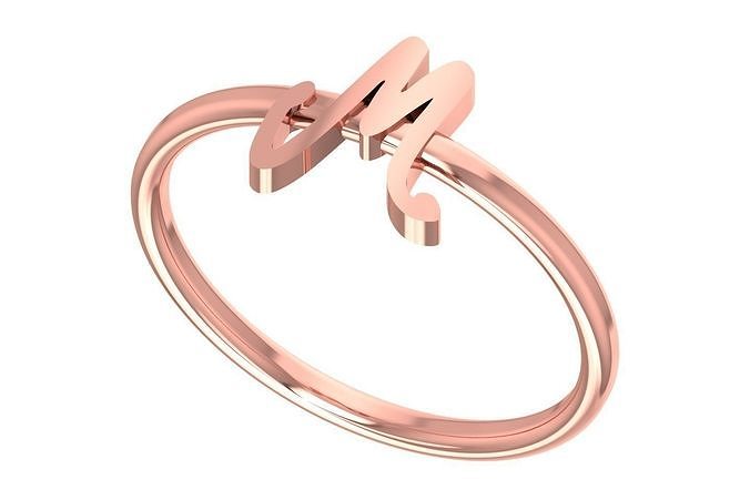 Initial M Alphabet Ring 3dm STL OBJ FBX Render Details 3D model 3D ...