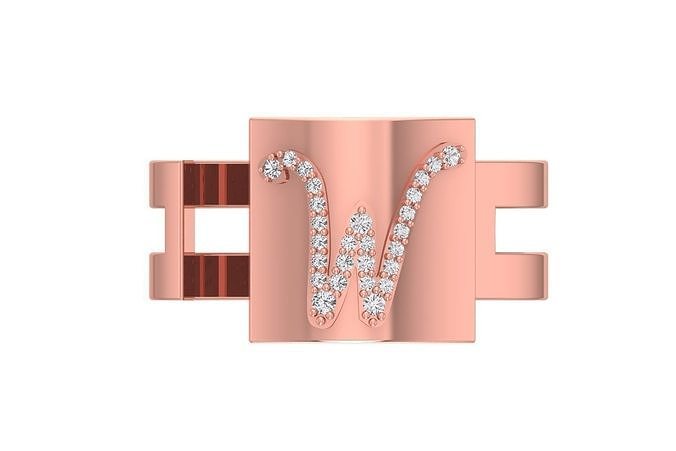 W Alphabet Mens Ring 3dm STL OBJ FBX Render Details 3D model 3D ...