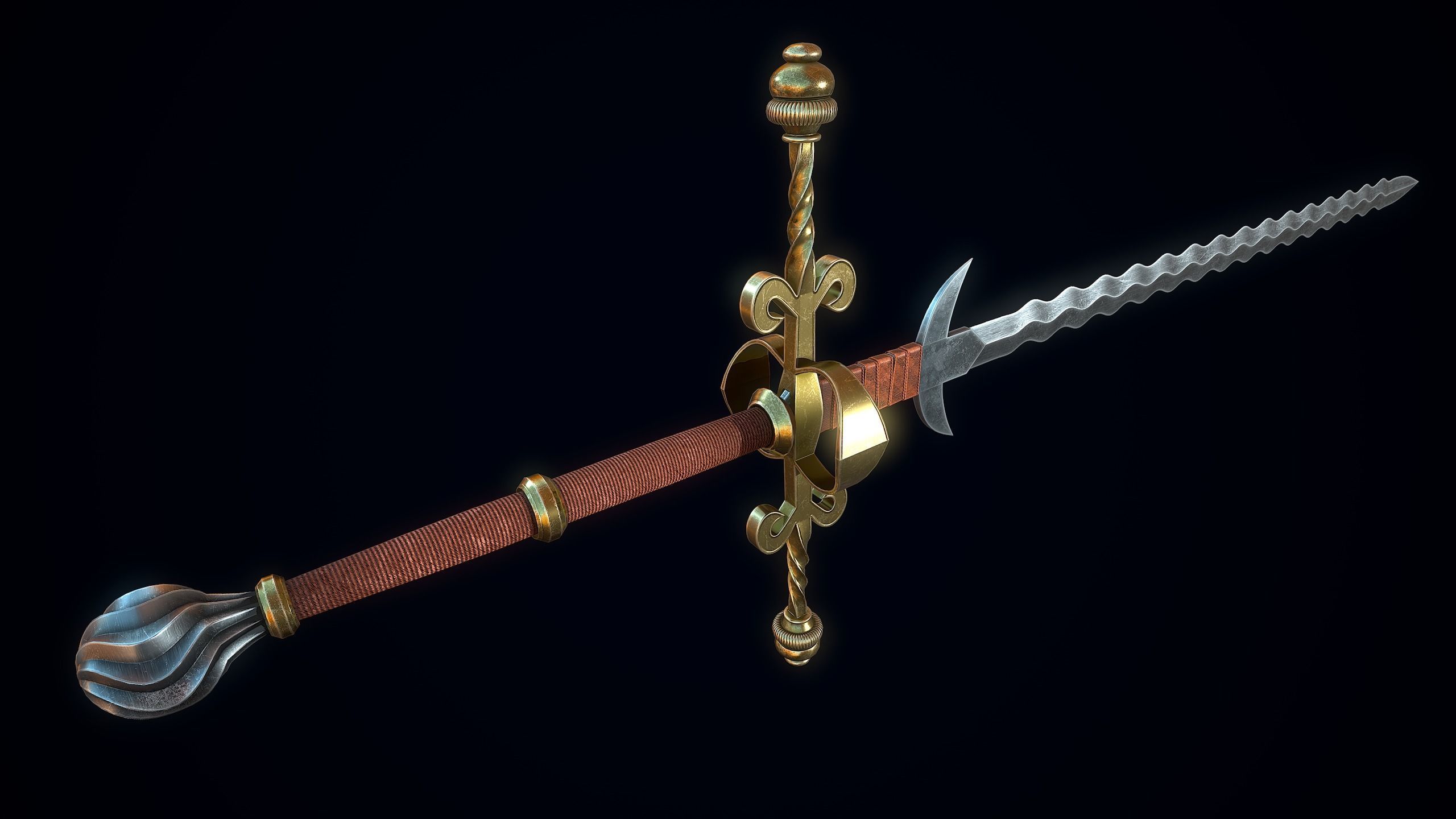 3D model Two-handed Flamberge VR / AR / low-poly | CGTrader