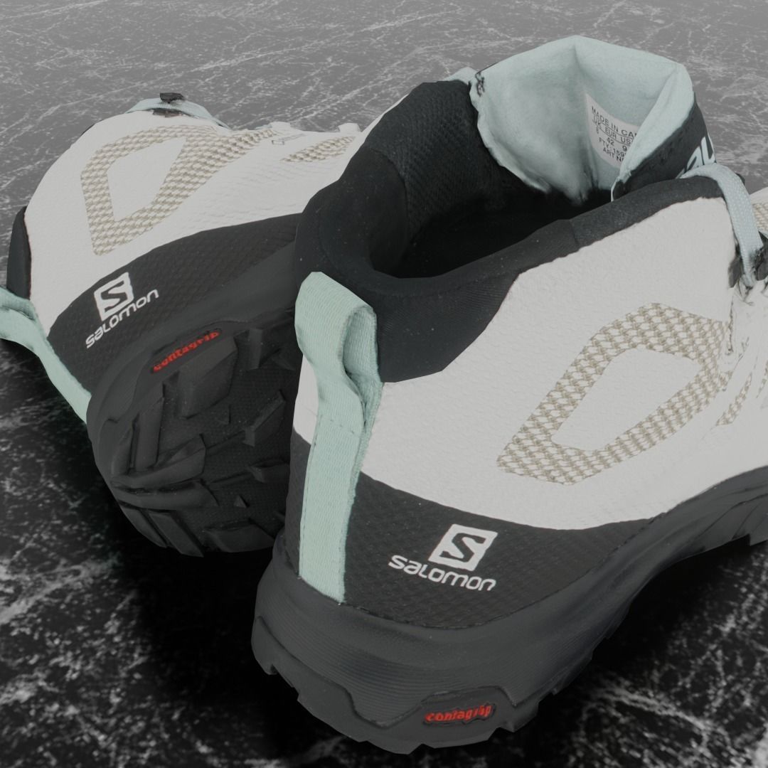 3D model SALOMON OUTLINE GTX 3D BOOTS -WHITE - BLACK VR / AR / low-poly ...