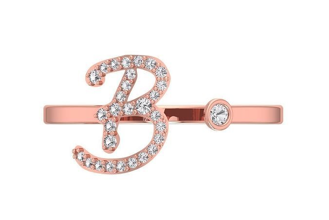 B Alphabet Open End Ring 3dm STL OBJ FBX Render Details 3D model 3D ...