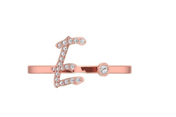 E Alphabet Open End Ring 3dm STL OBJ FBX Render Details 3D model 3D ...