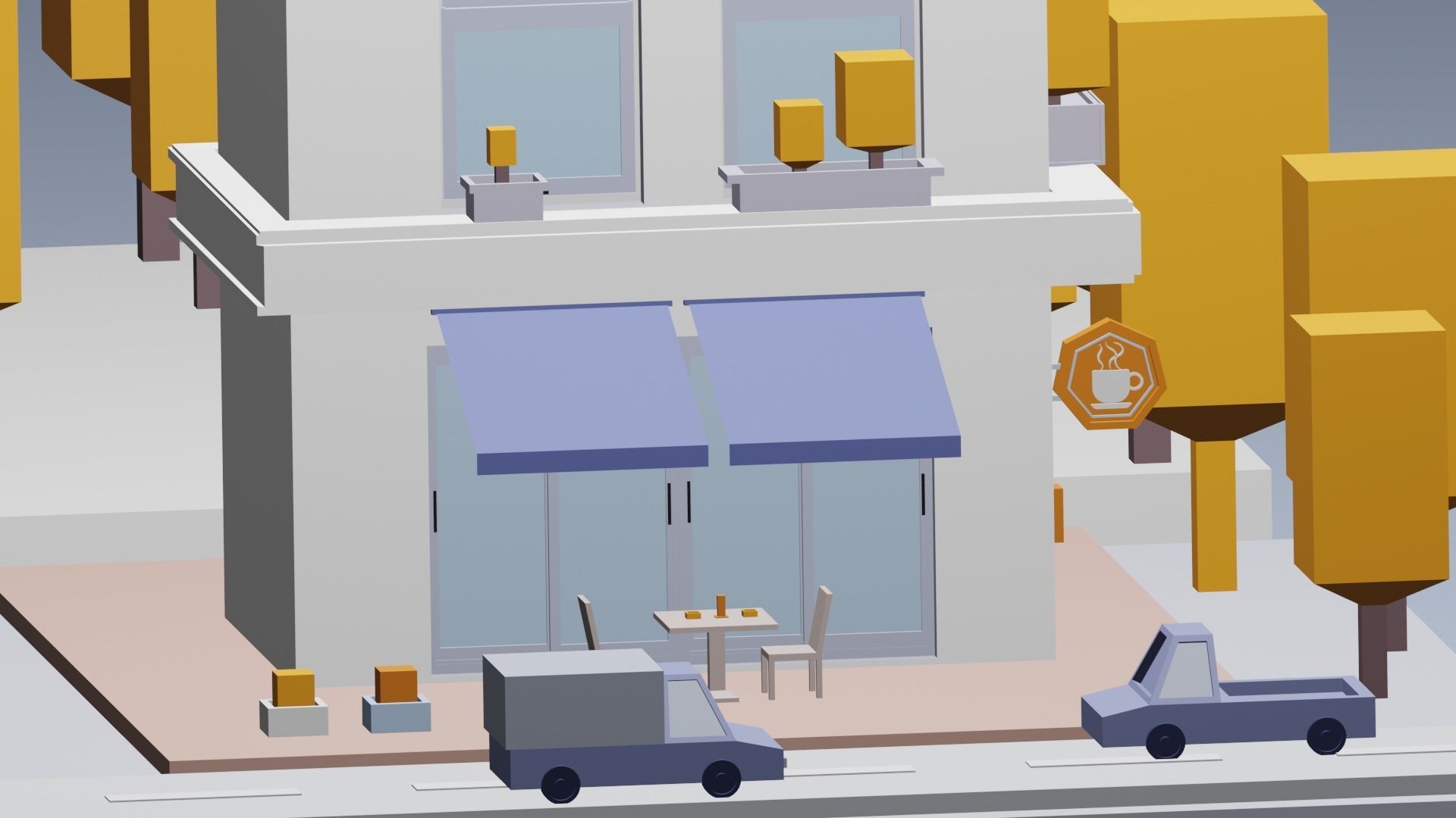 low-poly cafe building 3D model | CGTrader