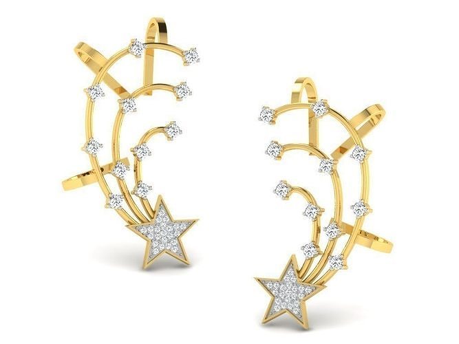 Gold Diamond Women Earring 3D print Model 3D model 3D printable | CGTrader
