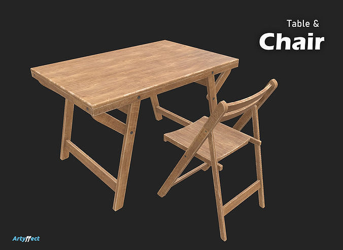 3D model Army WW2 Field Table and chair VR / AR / low-poly | CGTrader