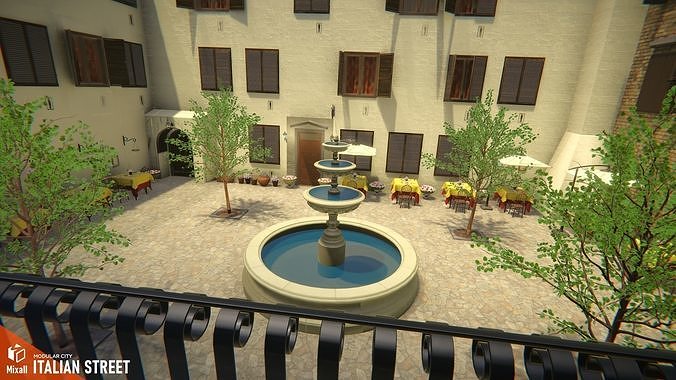 Italian street - modular city 3D model | CGTrader