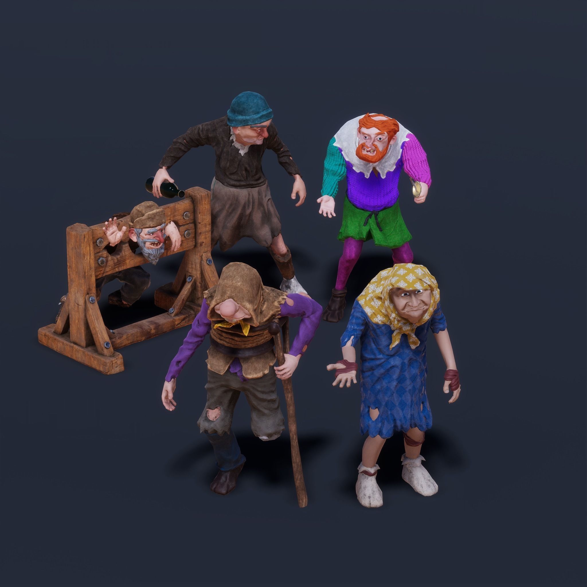 3D model MEDIEVAL STYLIZED CHARACTERS VOL 5 - HOBOS VR / AR / low-poly ...
