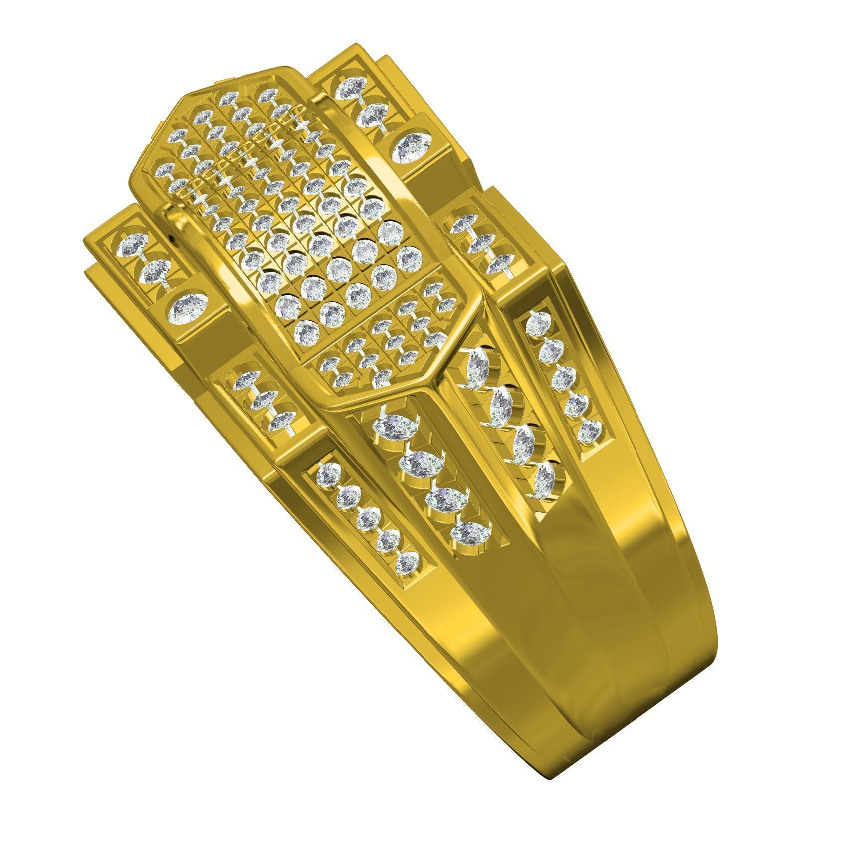 Mens Hip Hop Diamond Ring 3D model 3D printable | CGTrader