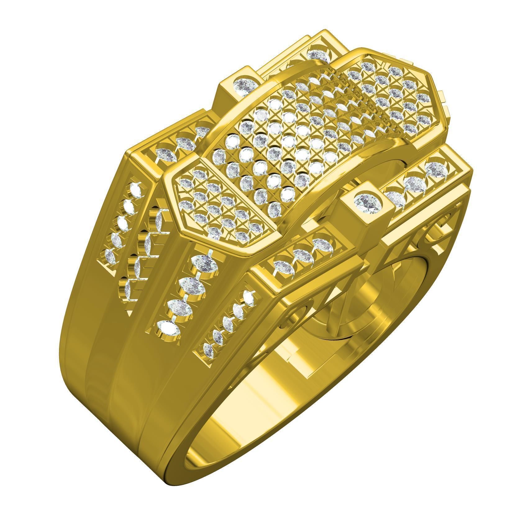 Mens Hip Hop Diamond Ring 3D model 3D printable | CGTrader