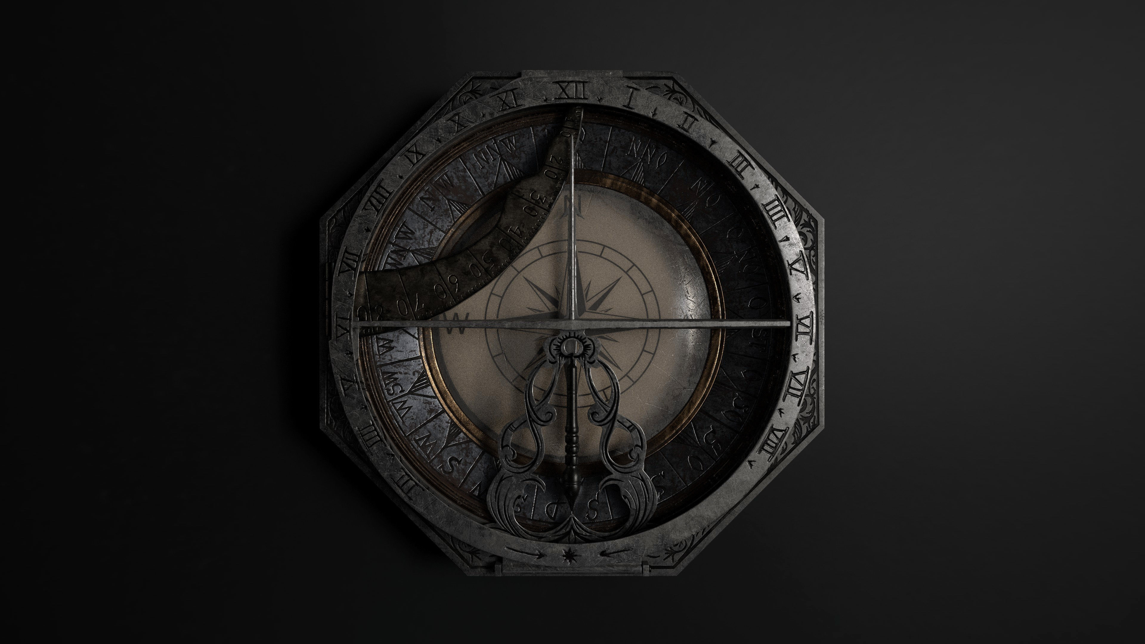 3D model Compass with Sundial VR / AR / low-poly | CGTrader