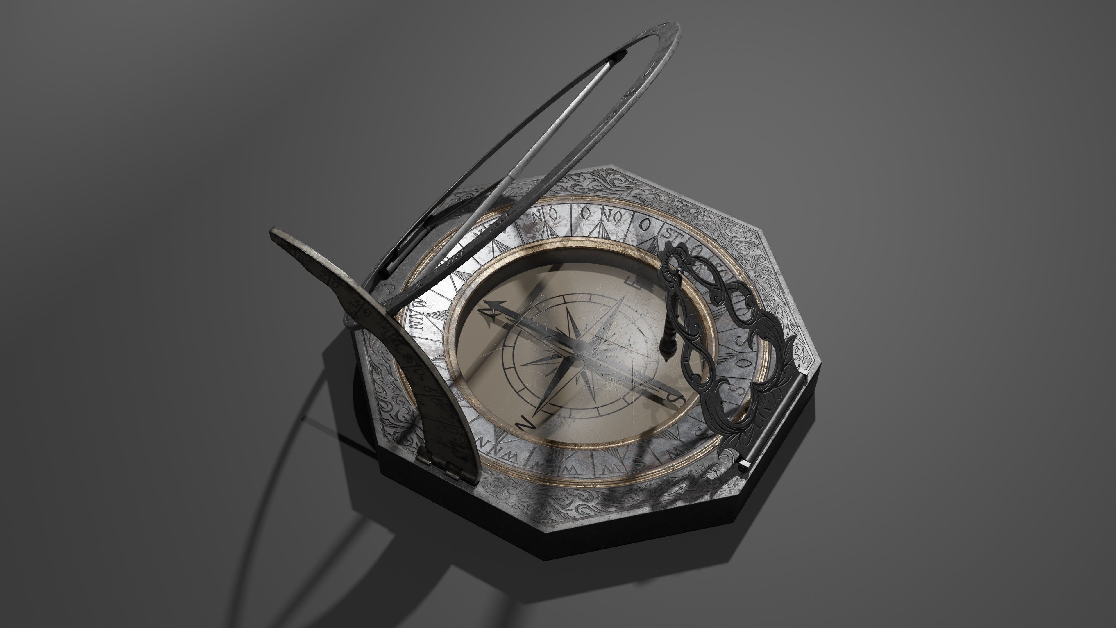 3D model Compass with Sundial VR / AR / low-poly | CGTrader