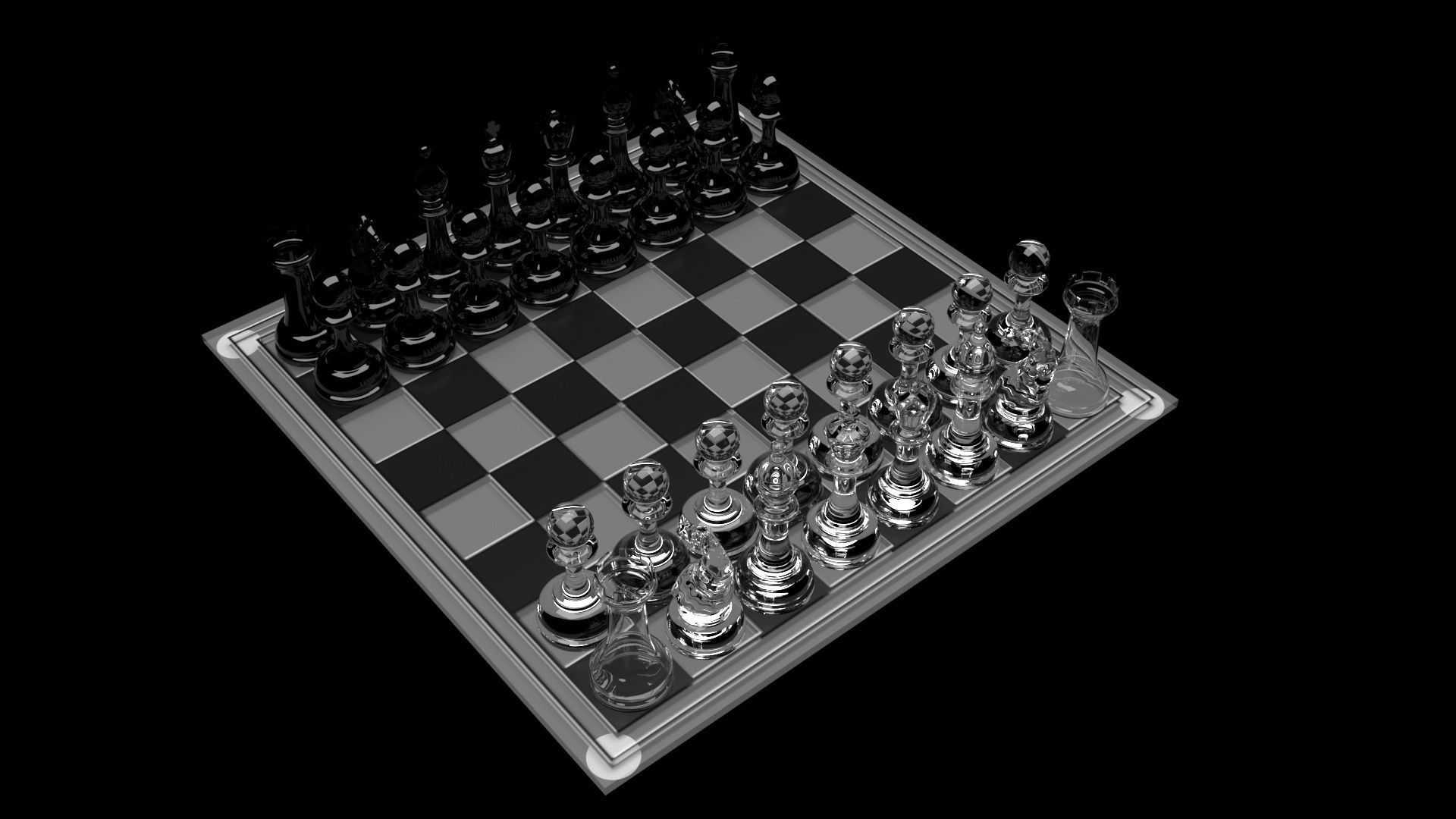 Glass Chess Figures On Glass Chess Board 3D model | CGTrader