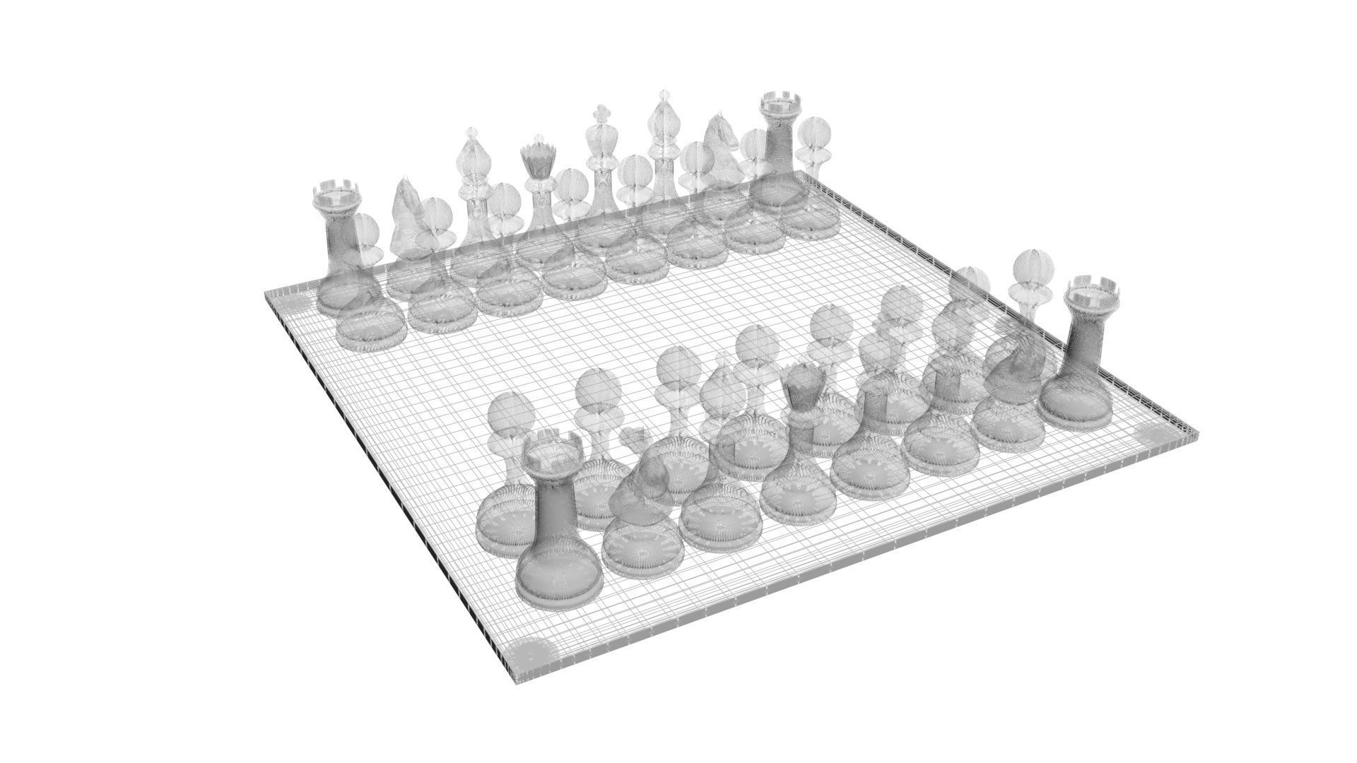 Glass Chess Figures On Glass Chess Board 3D model | CGTrader