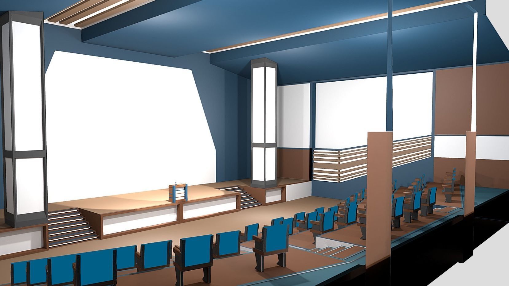 3D model Lowpoly Classroom Auditorium with Stage VR / AR / low-poly ...