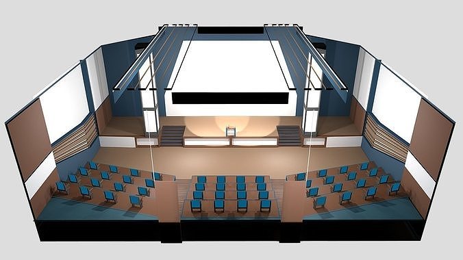 3D model Lowpoly Classroom Auditorium with Stage VR / AR / low-poly ...