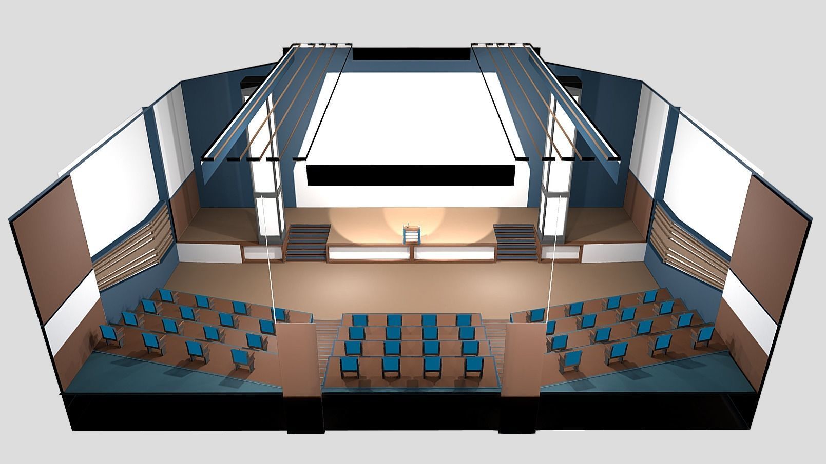3D model Lowpoly Classroom Auditorium with Stage VR / AR / low-poly ...