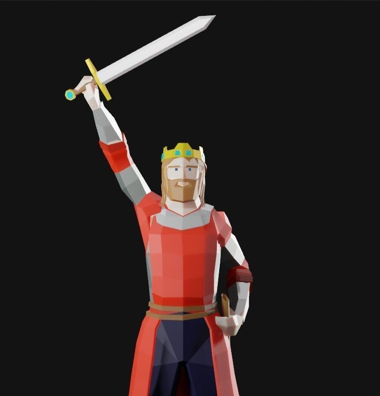 King Arthur Low-Poly free 3D model rigged | CGTrader