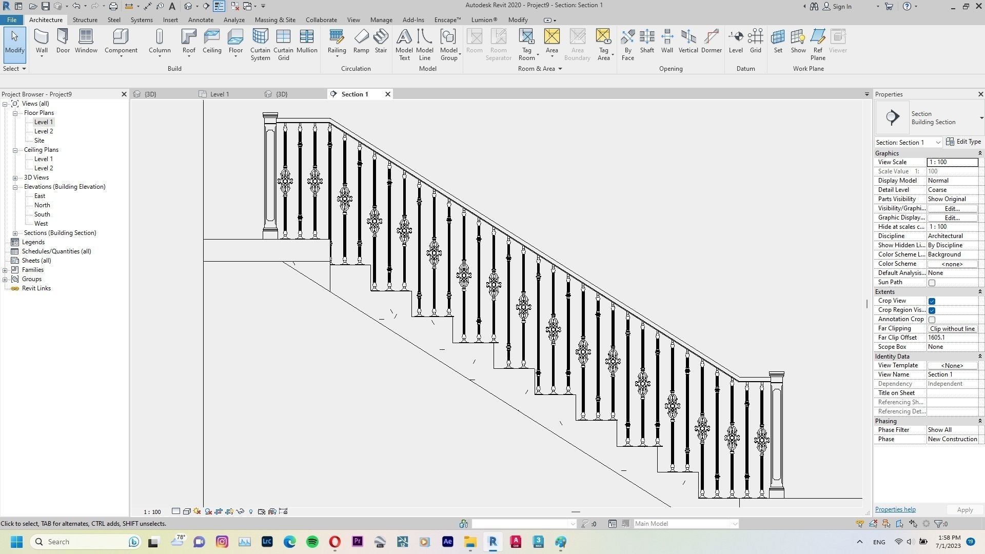 Classic Railing Revit Family type 008 3D model | CGTrader